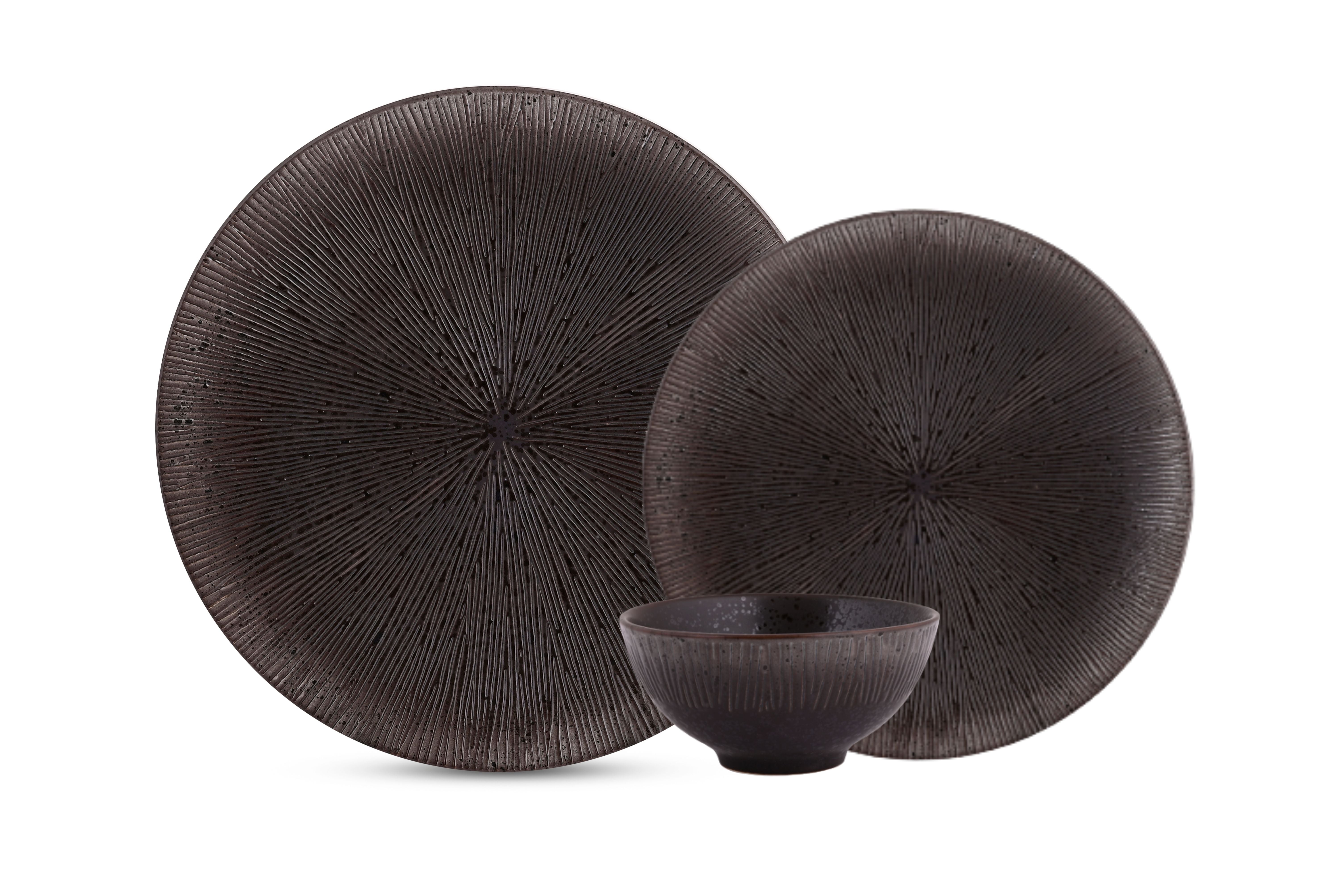 Hitkari Porcelain Rustic Brown 4 Sied Plate With 4 Veg Bowl And 4 Full ...