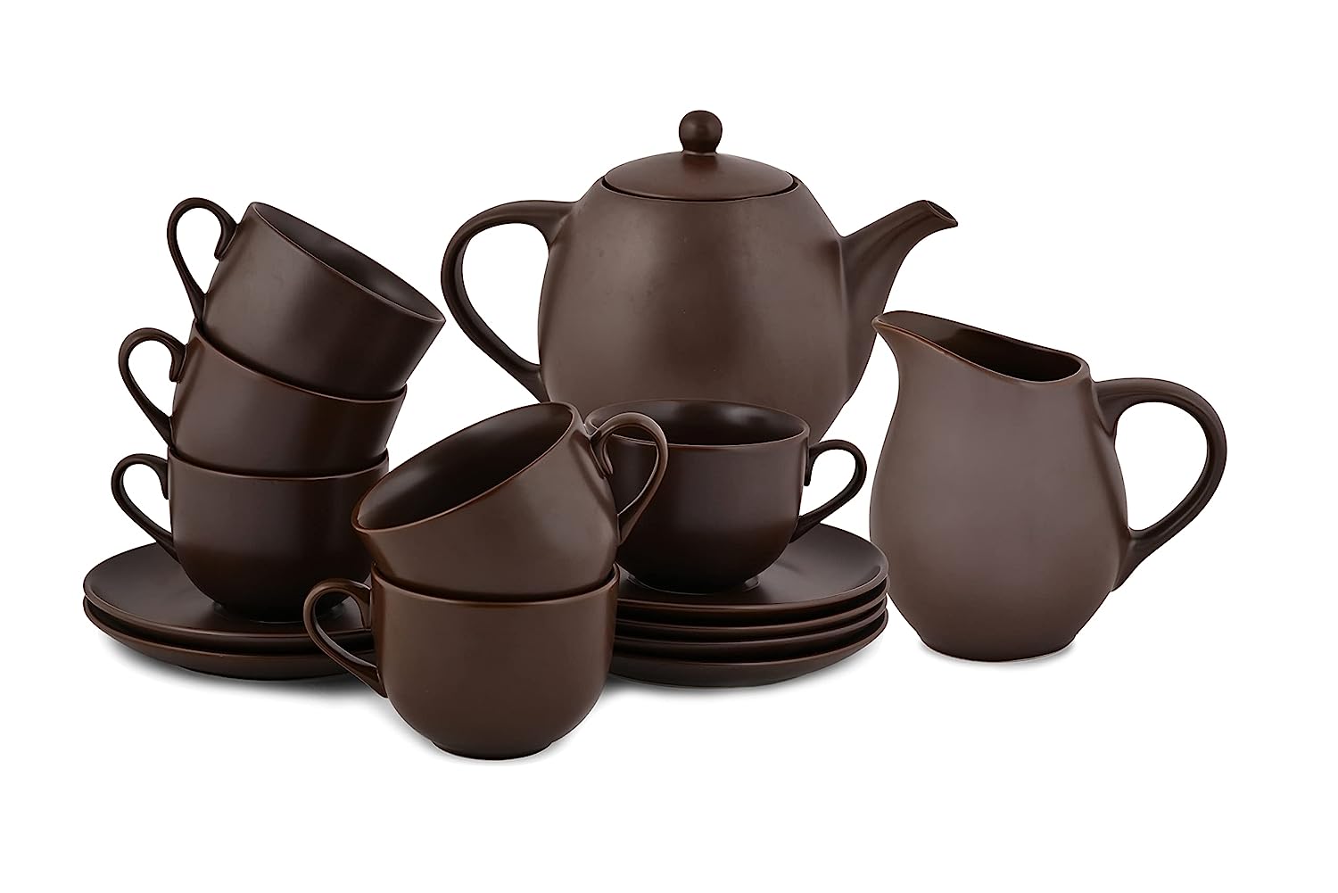 MATT CHOCO BROWN - 17 PC. TEA SET – Hitkari Potteries