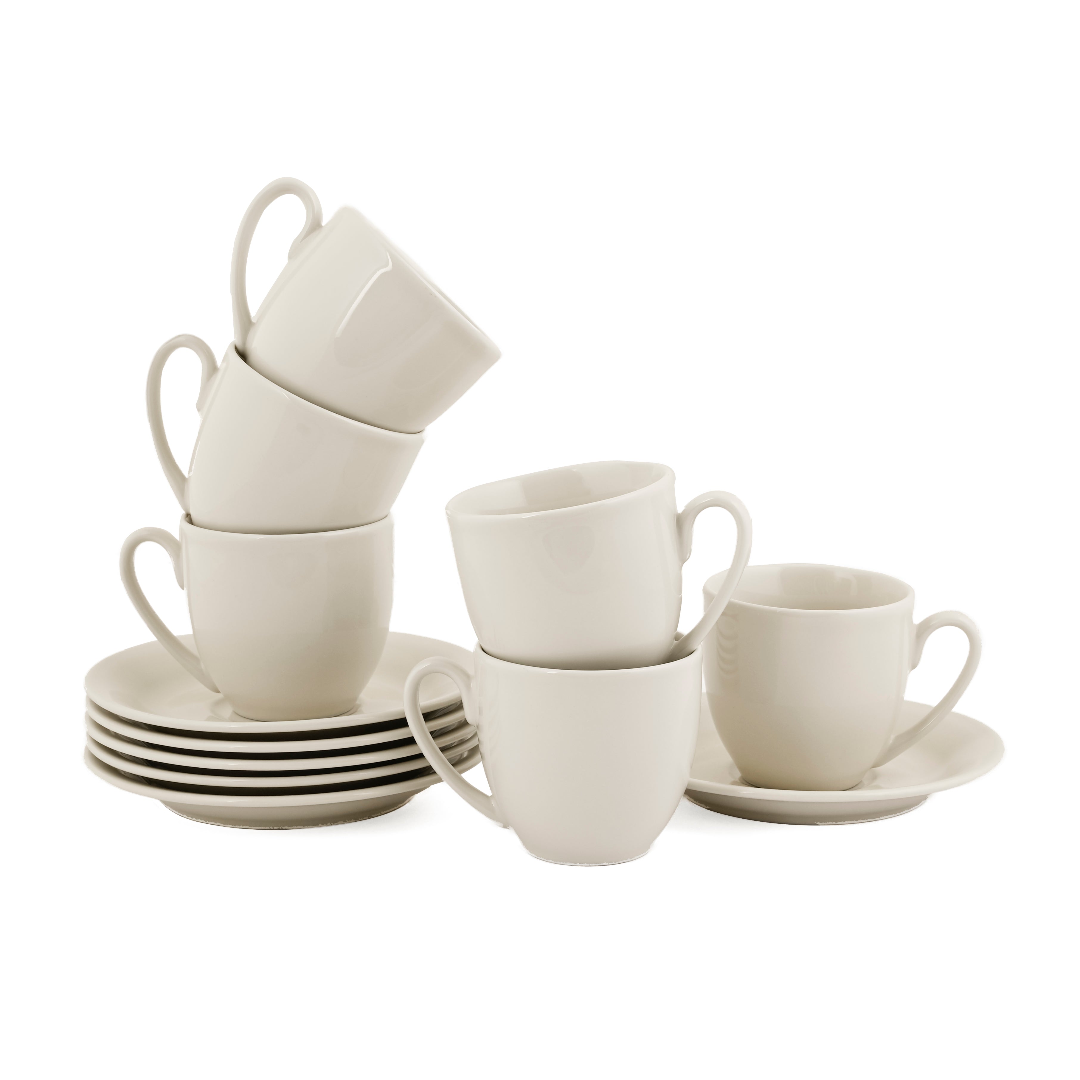 Hitkari Basics Ivory Glossy Porcelain Cup and Saucer Set | 190ml Elega ...