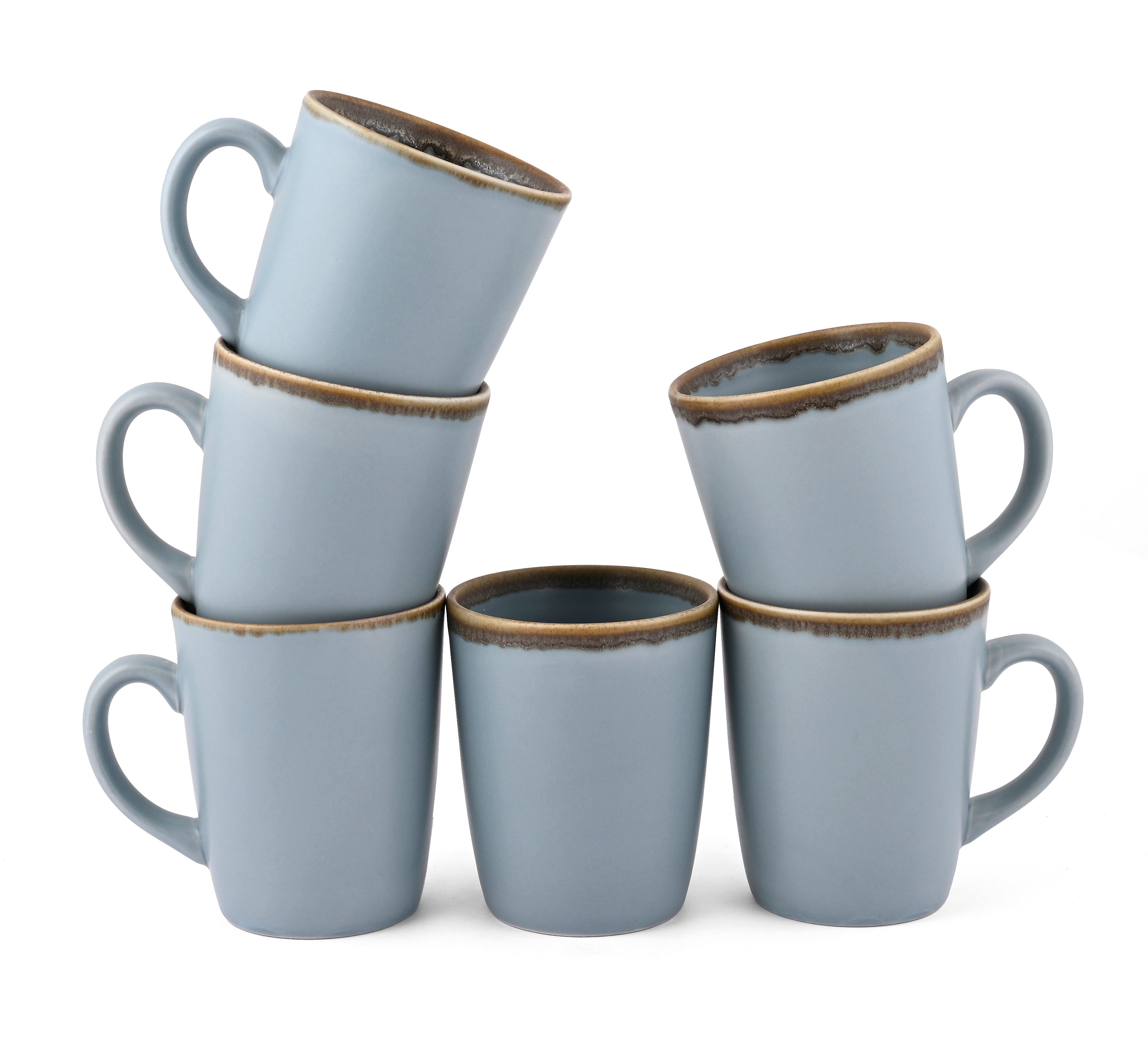 CRACKLED BLUE MATT COFFEE MUG SET OF 6 PCS – Hitkari Potteries