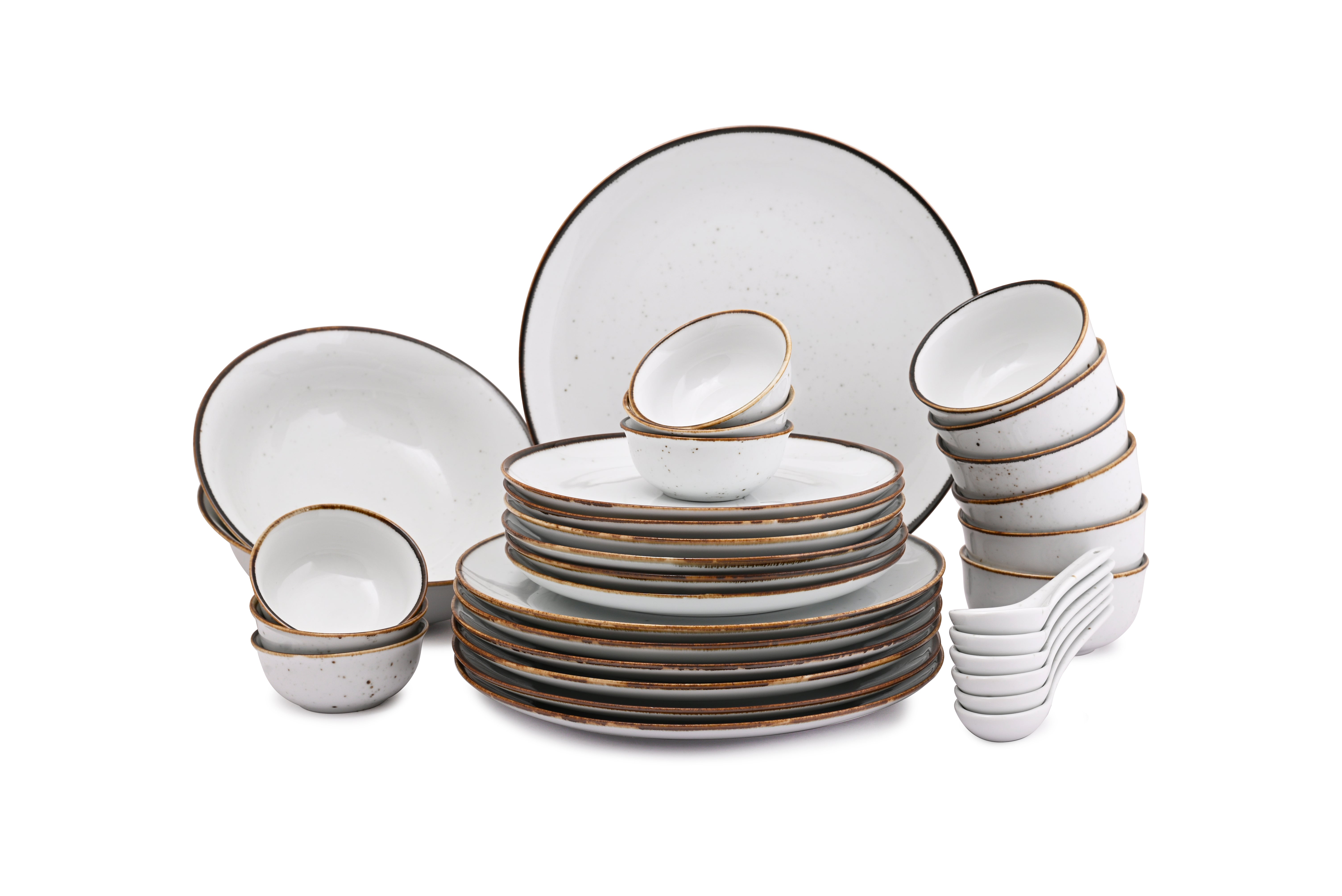 White Sparkle 33 PC. DINNER SET – Hitkari Potteries