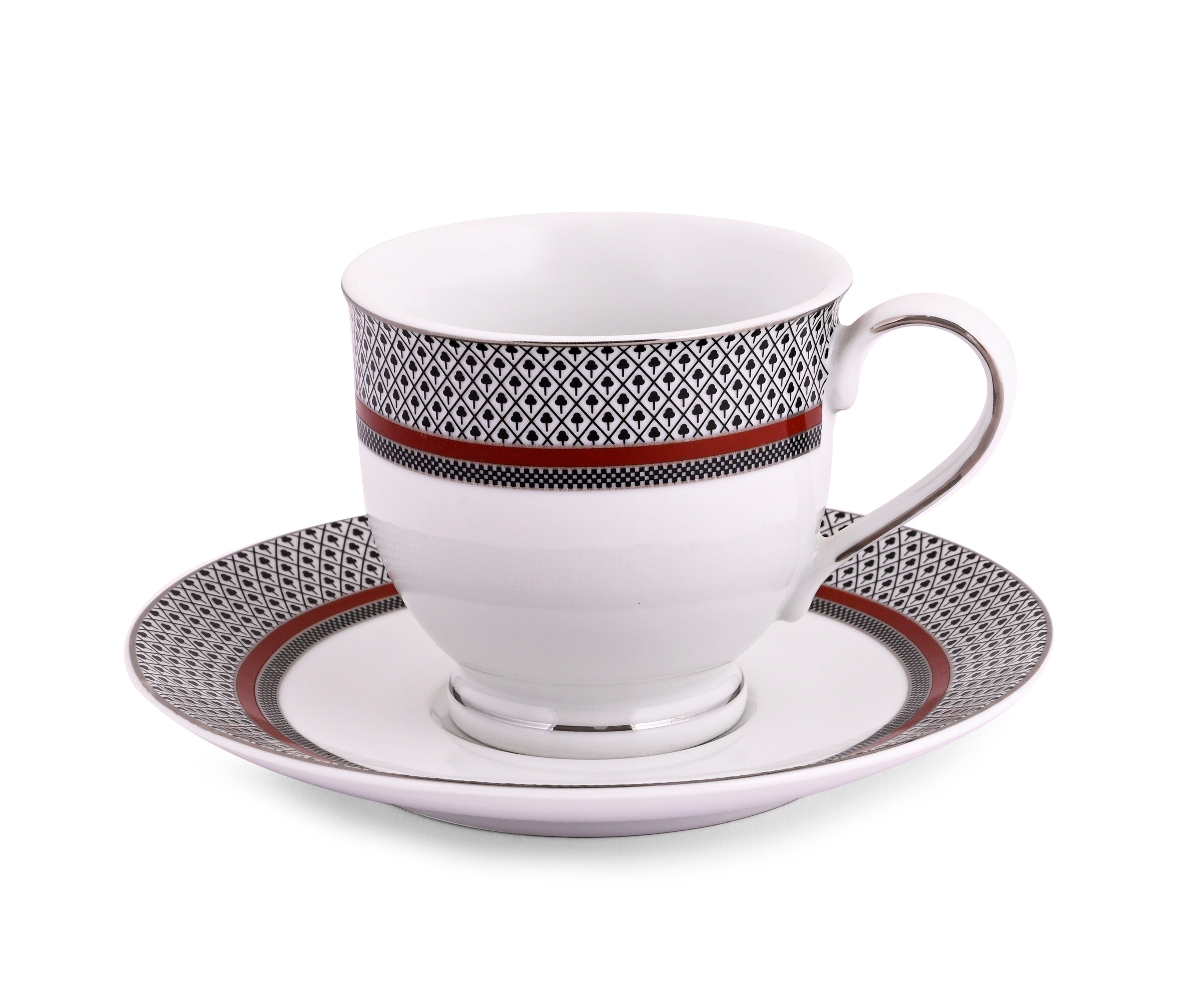 Burgundy Cup & Saucer Set of 12pcs – Hitkari Potteries