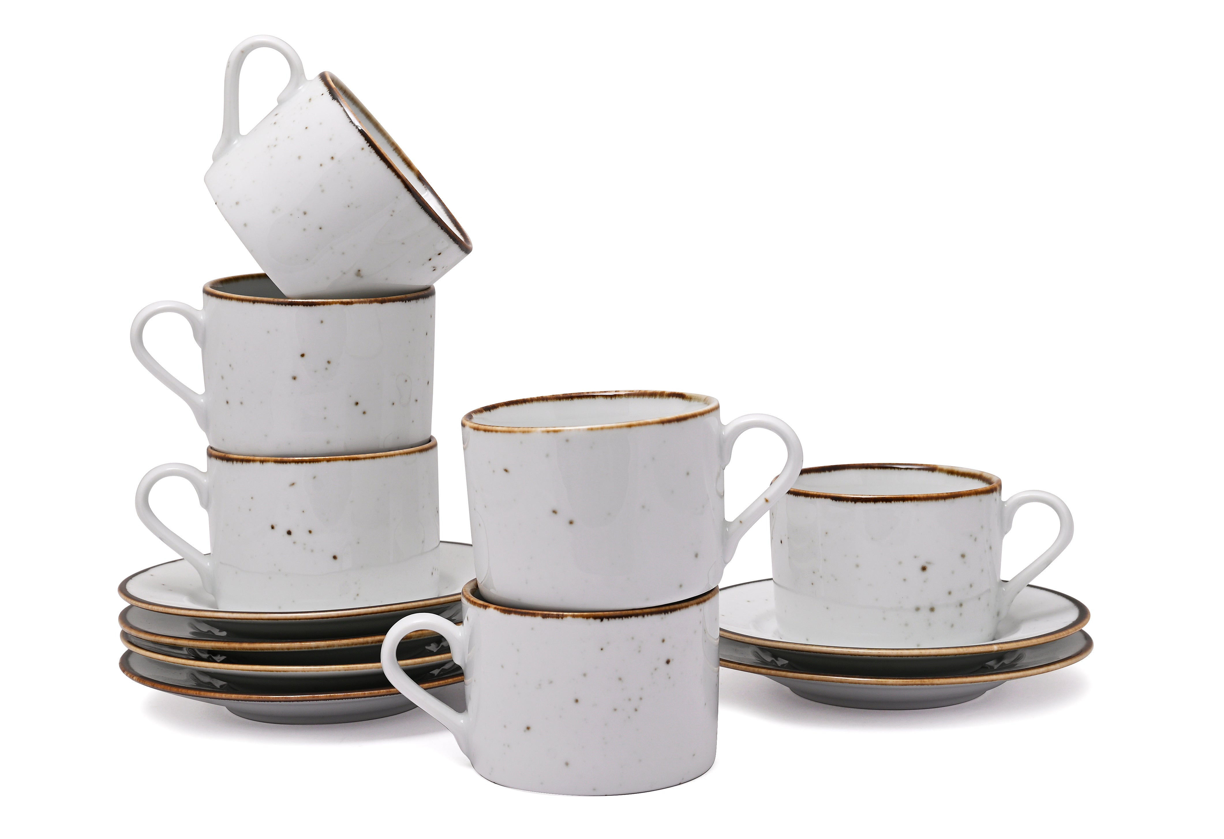 White Sparkle - 12 PC. CUP AND SAUCER SET (AP - 101) – Hitkari Potteries