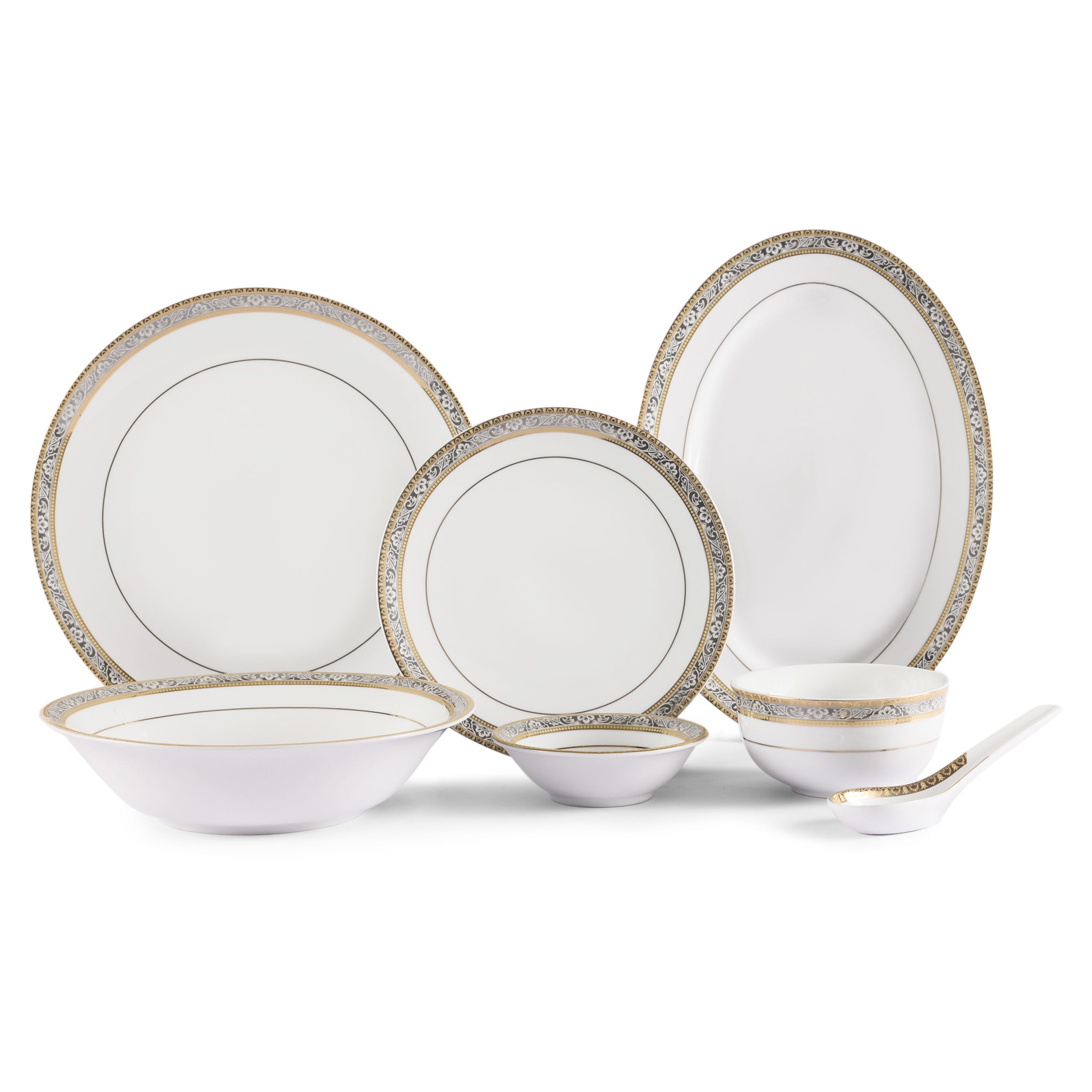 D253 Dinner Set 33 Pcs (Rim Shape – Hitkari Potteries