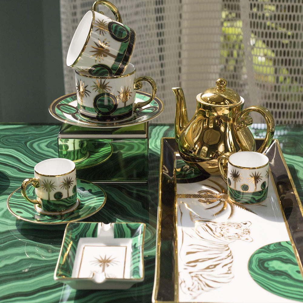 GOLD TEA POT WITH SET OF 2 DEMITASSE – Hitkari Potteries